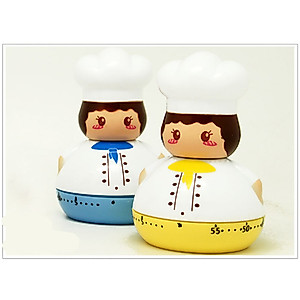 Golandstar Cute Cartoon Chef Timers 60 Minutes Mechanical Kitchen Cooking Timer Clock Loud Alarm Counters Mini Size Manual Timer (Yellow)