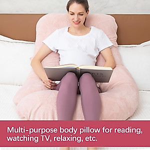 MOON PINE Pregnancy Pillow, U Shaped Full Body Pillow for Maternity Support, Sleeping Pillow with Cover for Pregnant Women (Dusty Pink)