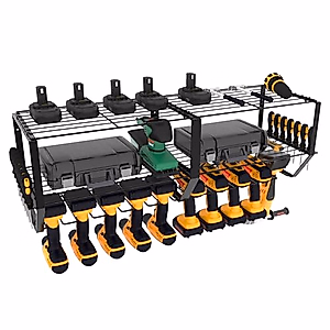 Aomomery Power Tool Organizer, 3 Layer Heavy Duty Metal Power Tool Storage Rack with 10 Cordless Drill Storage,Tool Organizers and Storage Rack for Garage Organization（Black）