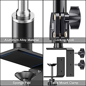 Desk Mount Stand, 2 Pack DSLR Camera Desk Mount C Clamp Light Stand, 13.7" ~23.2" Photographic Light Boom Stand with 360° Ball Head for Camera, Ring Light, Video Light, Video Conference Light