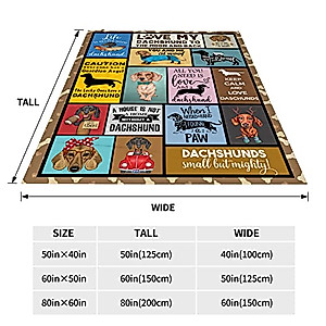 Birthday Gifts for Women, Dachshund Gifts for Dachshund Lovers, Dachshund Blanket and Throws, Cute Animal Pattern on Soft Flannel Fleece Blankets Birthday Gifts for Boys and Girls 60"x50"