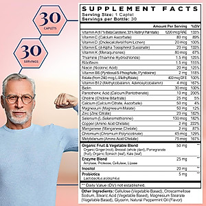 Best Nest Wellness Men's Daily Multivitamin - Men Vitamins for Overall Health, Multimineral Supplement with Probiotics, Methylfolate, A, C, D, E B12, Zinc & Whole Food Organic Blend Multi Vitamin 30Ct