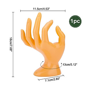 PH PandaHall Orange Hand Jewelry Holder, OK Gesture Ring Hand Holder Elegant Bracelet Holder Jewelry Support Watch Stand Mannequin Hand for Home Retail Display Organization