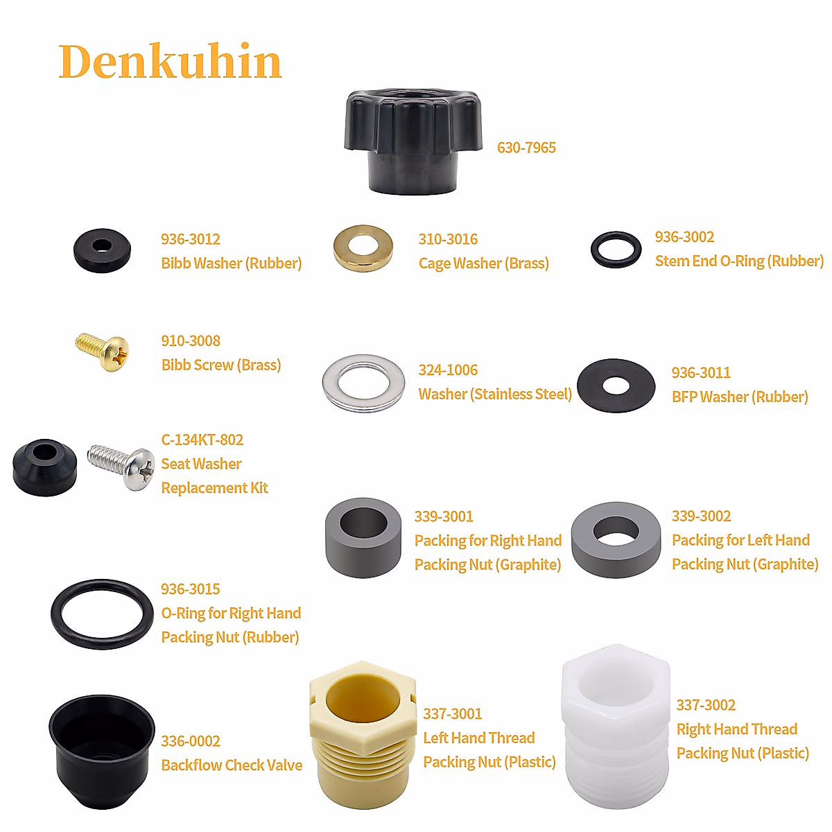 Denkuhin 630-8500 Wall Hydrant Complete Service Kit Compatible with Faucet Repair Kit 500 400 Series, Replacement for Vacuum Breaker Repair Kit