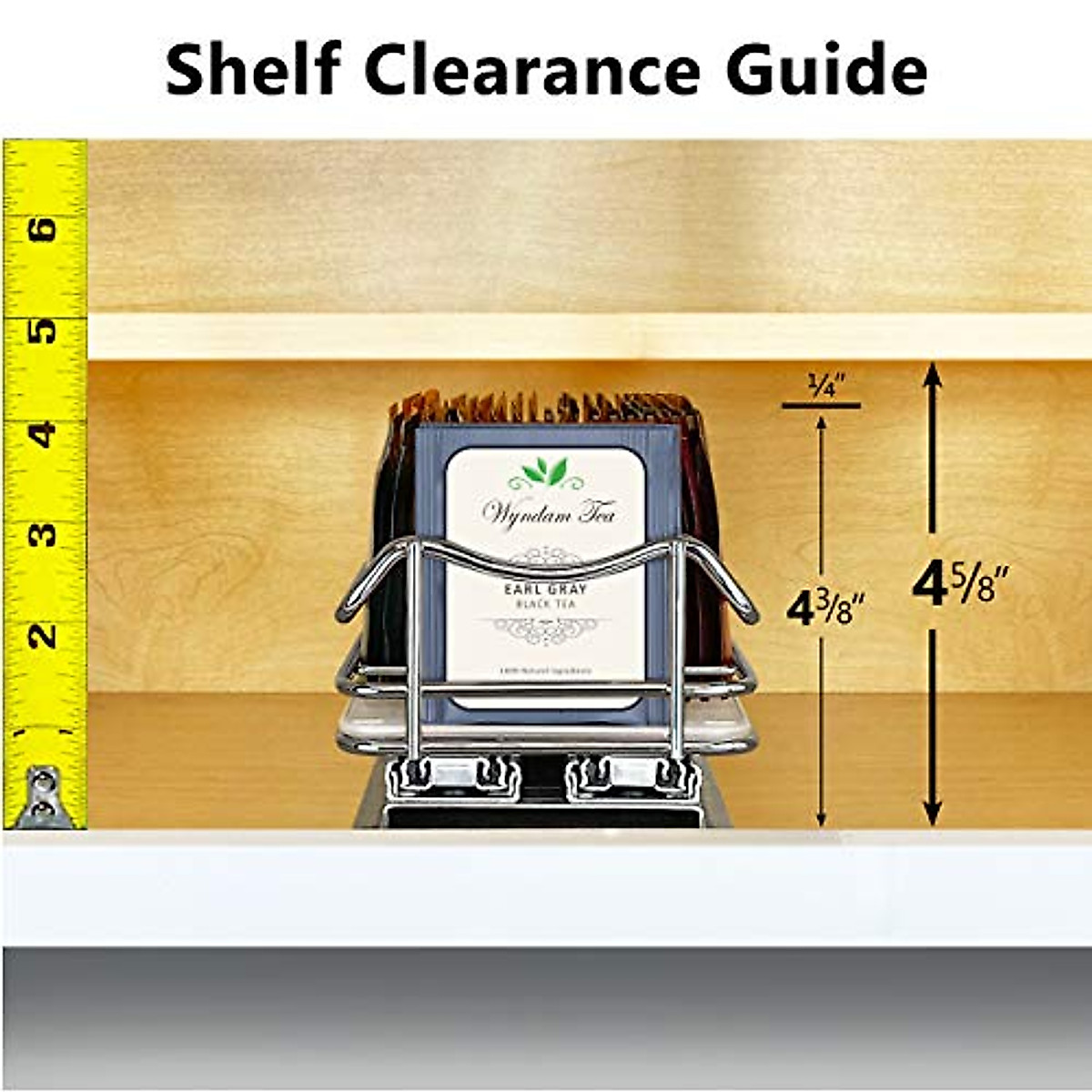 Lynk Professional® Slide Out Tea Bag Holder Organizer - Upper Kitchen Cabinet Pull Out Rack, Organize Up To 70 Tea Bags, Chrome