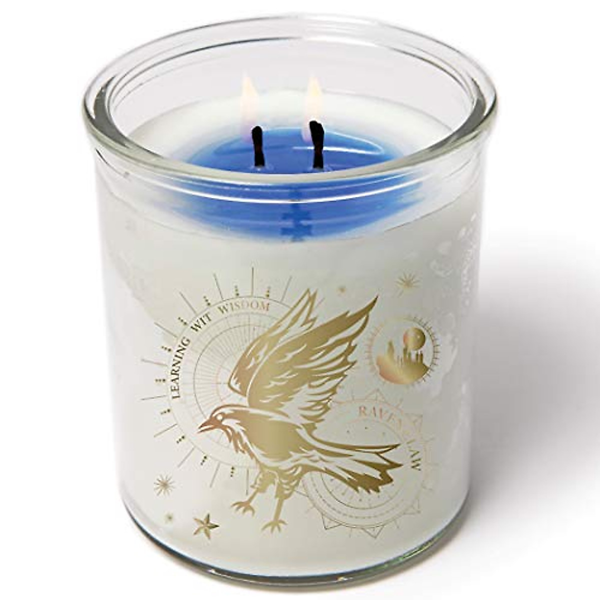 Harry Potter Color Changing Ravenclaw Candle, Large 10 oz - Wax Turns from White to Blue When Lit - Soy Wax, Unscented - Great Gift for Harry Potter Fans