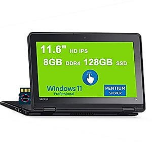Lenovo ThinkPad Yoga 11e Gen 5 2-in-1 Laptop | 11.6" HD IPS Anti-Glare Multi-Touch| Intel 4-core Pentium Silver N5030 Processor | 8GB DDR4 128GB SSD | USB-C Pen Win11Pro Black + HDMI Cable