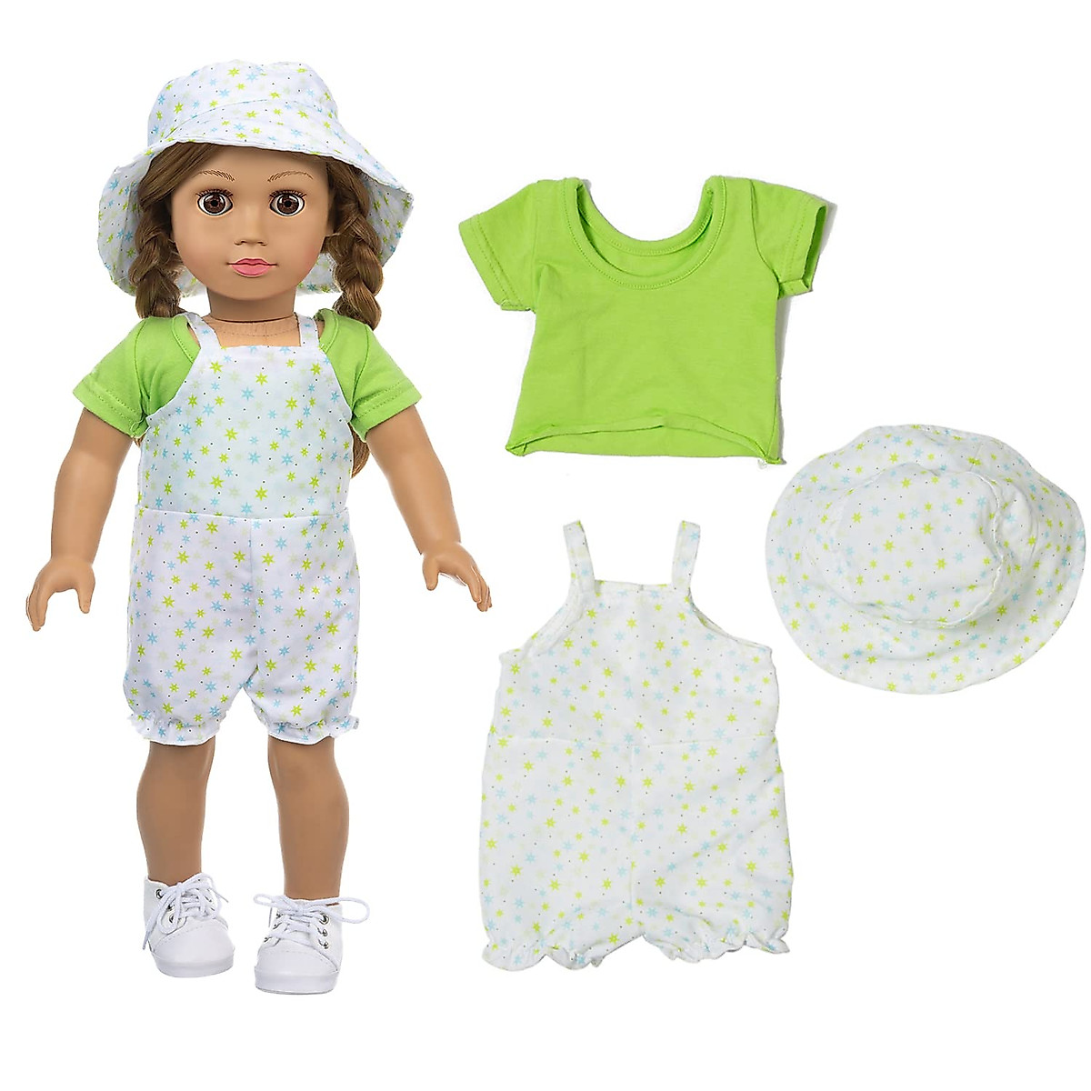 XFEYUE American 18 Inch Doll Clothes and Accessories 5 Sets Doll Clothes Dress Outfits + 2 Random Style Shoes for 18 Inch Doll Clothes
