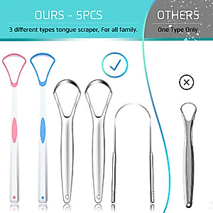 New Tongue Scraper, 5PCS Tongue Cleaner, Medical Grade Tongue Scrapers,Great for Oral Care, BPA free for Adults and Kids, Reduce Bad Breath