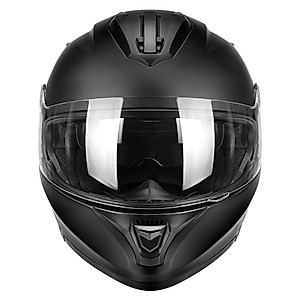 JAGASOL DOT Flip Up Modular Full Face Motorcycle Helmet with Dual Visor for Adult Men and Women, DOT Approved(Matte Black,M)