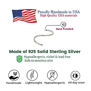 3 Pairs Handmade 925 Sterling Silver Nose Ring Hoop Small Hoop Earrings set for Cartilage Tragus Helix Multiple Piercing Jewelry 6mm 7mm 8mm