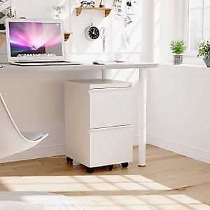 LISSIMO Metal File Cabinets with 2 Drawer,Under Desk Locking File Cabinet for Legal Letter Files, Office Storage Cabinet with Wheels Assembly Required White