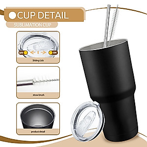 YOUKE OLA 8 Pack Insulated Tumbler with Lids and Straws Bulk Stainless Steel Double Wall Vacuum Insulated Coffee Travel Tumbler for DIY Gift (Black, 30oz)