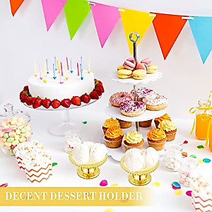 24 Pcs Gold Cake Stand Plastic Cake Plate Mini Cupcake Stand Gold Dessert Stand Cupcake Serving Plate Stand Display Cake Display Stand Cupcake Holder for Party Table Birthday Wedding Baby Shower