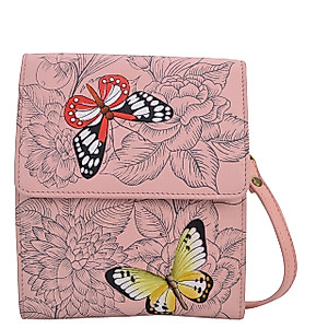 Anna by Anuschka Women’s Hand-Painted Genuine Leather Flap Organizer - Butterfly Garden