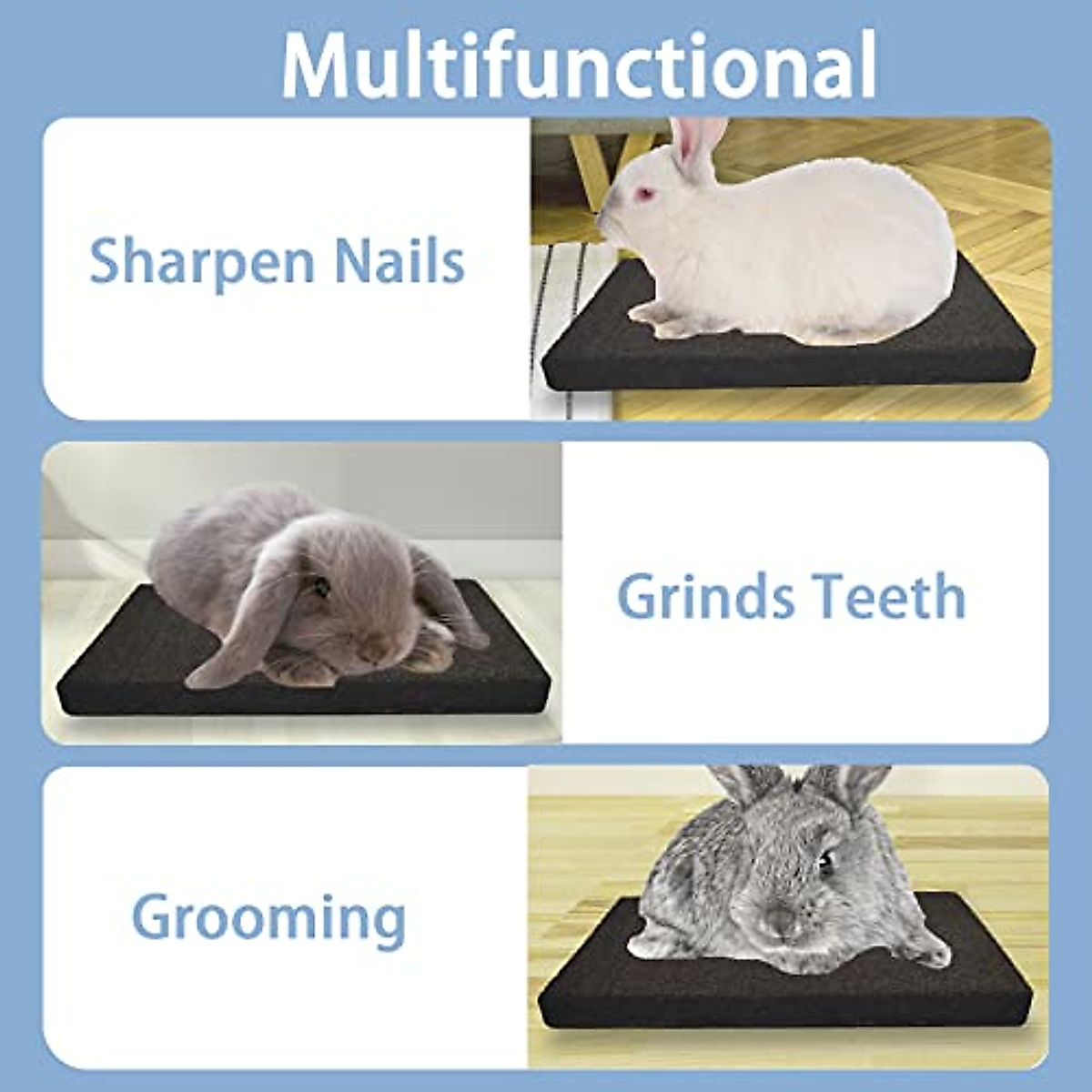 BNOSDM Rabbit Grinding Claw Pads Bunny Scratch Foot Pads Natural Hamster Lava Stone for Teeth Grinding Black Guinea Pig Scratching Board Chew Toy for Ferret Chinchilla Mouse