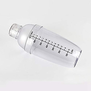 FEOOWV Plastic Cocktail Shaker, Hand Drink Mixer Boba Tea Shaker Cup with Scales,Bar Tool Transparent (24 oz / 700cc)