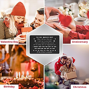 Bonus Son Gifts Stepson Christmas Card - Stepson Gifts for Father's Day Graduation Birthday Christmas Valentines, I Didn't Give You Life But Life Gave Me the Gift of You, Engraved Black Aluminum