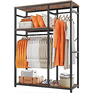 REIBII Free Standing Closet Organizer Heavy Duty, Wardrobe Clothes Organizer, Freestanding Closet Organizer System, Metal Closet Rack Holds 300lbs, Easy Assembly, Clothes Rack, 71"H x 39.5" W x 16" D