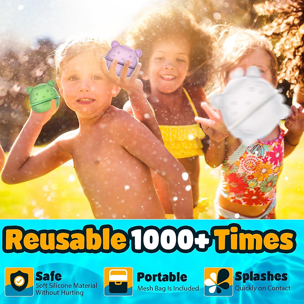 12Pcs Reusable Water Balloons, Latex-Free Silicone Water Bomb Summer Fun Outdoor Toys, Pool Beach Toys for Kids Adults