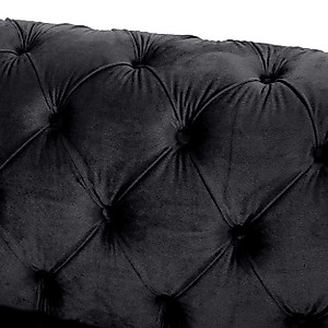 Yoglad Modern Tufted Velvet Sofa, 3-Seater Upholstered Couch with Metal Legs, Mid-Century Modern Velvet Accent Furniture for Living Room, Bedroom, or Apartment (83.75'' Black)