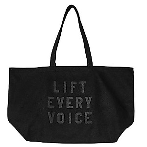 rayo & honey "Lift Every Voice" Quote Black Canvas Tote Bag