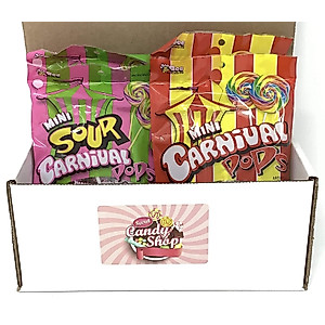 Mini Carnival Multi Swirl Pops 7 lollies Variety Pack (2 of each, 4 Packs, Total of 28 Pops)