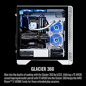 Thermaltake Glacier 360 Liquid-Cooled PC (AMD Ryzen 5 5600X, RTX 3060, 16GB 3600Mhz DDR4 ToughRAM RGB Memory, 1TB NVMe M.2, WiFi, Win 10 Home) Gaming Desktop Computer S3WT-B550-G36-LCS,White