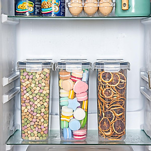 4pcs 4L Cereal Containers Storage Airtight Large Food Storage Containers for Kitchen Organization, 135oz Plastic Cereal Pantry Containers with Measuring Spoons, for Flour, Sugar, Rice