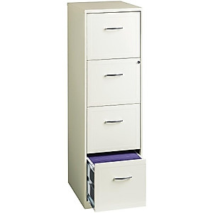 Scranton & Co 18" Deep Light Duty 4 Drawer Metal Letter File Cabinet in Pearl White, Pre-Assembled