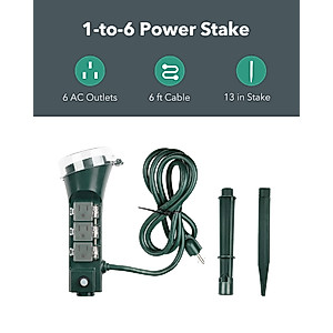 BN-LINK 8 Outlet Surge Protector with Mechanical Timer (4 Outlets Timed, 4 Outlets Always On) / BN-LINK Outdoor Power Stake with 6 Outlets, 6ft Long Cord Power Strip for Yard