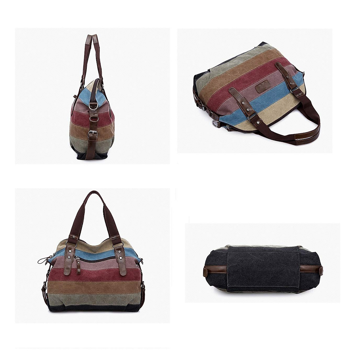 Canvas Shoulder Bags for Womens Multi-Color Purse Casual Messenger Bags Shopping Tote Handbags