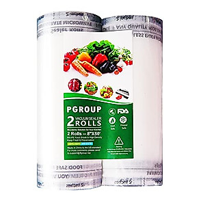 Vacuum Sealer Bags (2 Rolls-8" x 50' Total 100Feet) with BPA Free Heavy Duty Vacuum Seal Food Sealer Bags