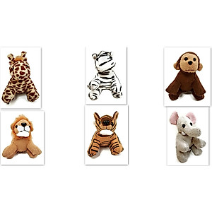 Playscene Suede Jungle/Zoo Animals, Assorted Suede Plush Jungle Animals (12 Piece Set)