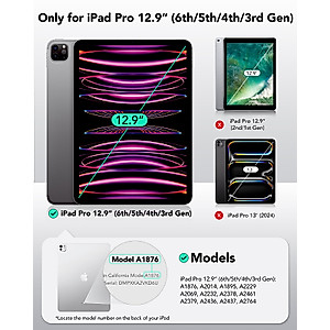 ESR for iPad Pro 12.9 Inch Paper-Feel Magnetic Screen Protector 6th/5th/4th/3rd Generation (2022/2021/2020/2018), Write and Draw Like on Paper, Detachable and Reusable, Matte Finish