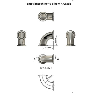ISO-KF Flange Elbow Fitting with KF16 / KF25 / KF40 Flange (90° KF40 Elbow)