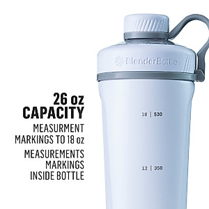 BlenderBottle Radian Shaker Cup Insulated Stainless Steel Water Bottle with Wire Whisk, 26-Ounce, Matte Black