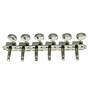 Wilkinson Deluxe 6 Inline Vintage Guitar Tuners with Split Post Guitar Tuning Keys Peg Machine Heads for Strat/Tele Guitars Nickel