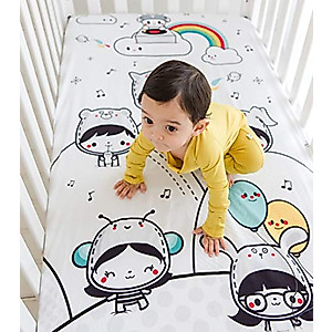 Rookie Humans 100% Organic Cotton Sateen Fitted Crib Sheet: Party in My Crib, Modern Nursery, Use as a Photo Background for Your Baby Pictures. Standard Crib Size (52 x 28 inches)