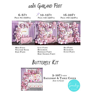 Soonlyn Baby Shower Decorations for Girl 140 Pcs Pink Balloon Garland Butterfly Stickers 18 In 12 In 10 In 5 In Lilac Purple Chrome Rose Gold Confetti Balloon Arch Kit for Girl Birthday Party