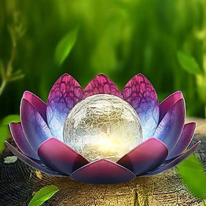 QZZP Garden Solar Lights Outdoor Decor Waterproof Lotus Flower Solar Lights Garden Decor Yard Lawn Solar Lights Outdoor Decorations for Patio Table Lamp