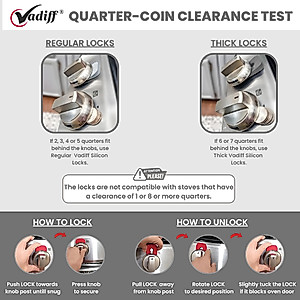 Vadiff Silicone Gas Stove Child Safety Knob Locks | Oven Knob Guard (5 Pk)(Gray)