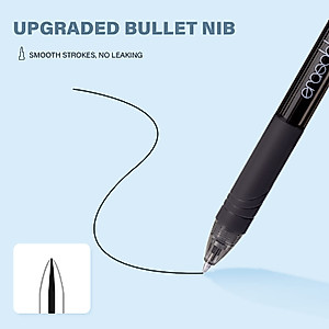 ParKoo Retractable Erasable Gel Pens Twist-Write, Fine Point 0.7 mm, Make Mistake Disappear, 12 Black Ink Pens for Drawing Writing Planners and Crossword Puzzles