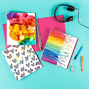 AVERY + Amy Tangerine Designer Collection Binder, 1"Round Rings, 175-Sheet Capacity, Hatch mark Hearts (28320)