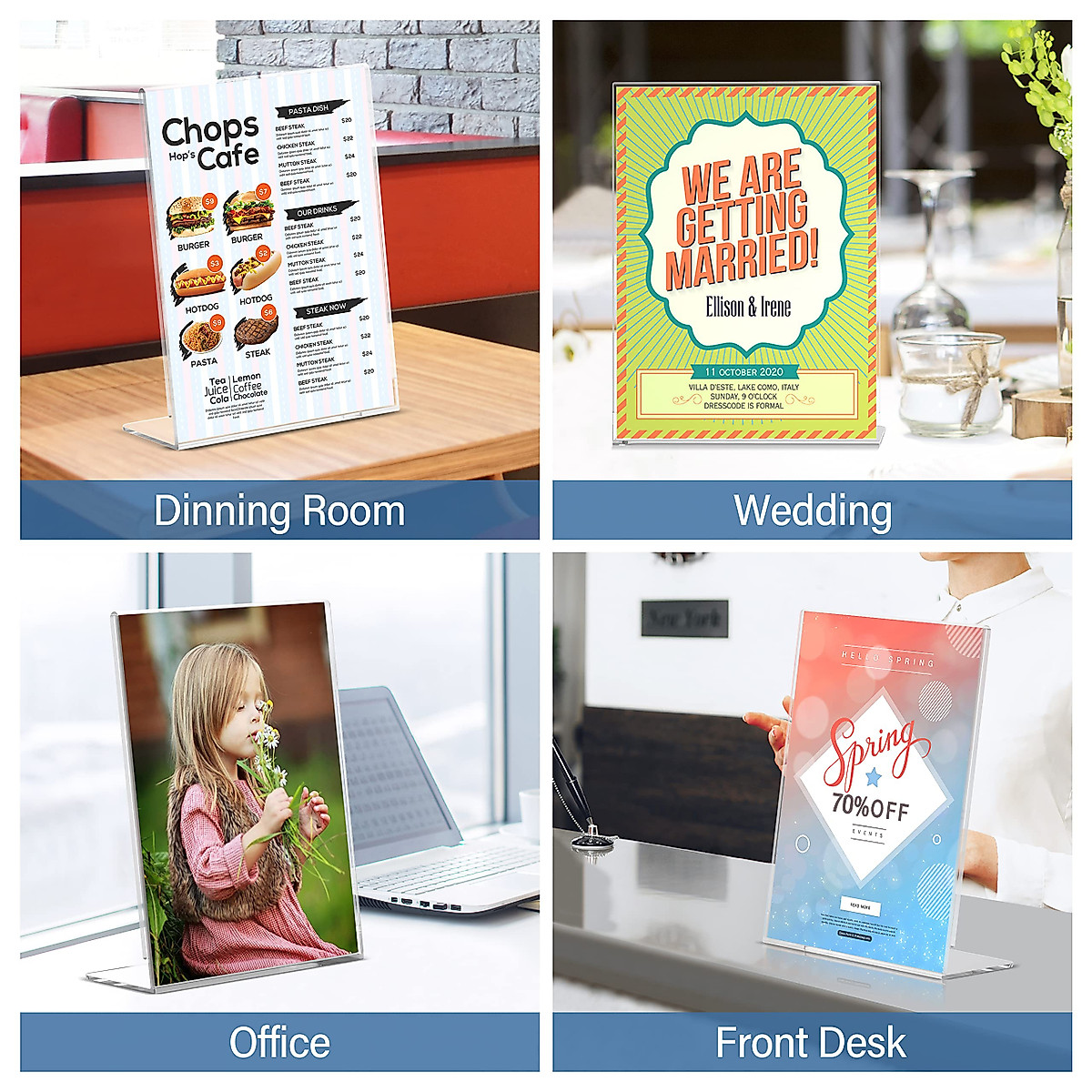 Relx Acrylic Sign Holder 8.5 x 11, Acrylic Display Stand for Display, Slant Back Acrylic Display Stand, Clear Frames Plastic Sign Holder for Store, Restaurant (12 Pack)