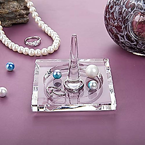 H&D Square Crystal Glass Ring Holder for Jewelry