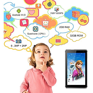 Tibuta Kids Tablet, Android 11,2GB RAM 32GB ROM, Quad Core Processor, 7''Tablet for Kids, 2MP Front,5MP Rear Camera, Tablet with Wi-Fi, Bluetooth,Ideal Kids Gifts for Halloween,Christmas and New Year