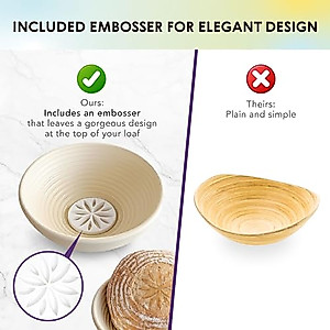 Talisman Designs Decorating Embosser | 9-Inch Warmer Basket | Dough Proofing, Box Bowls | Create, Perfect Crust & Shaped Bread Loaves