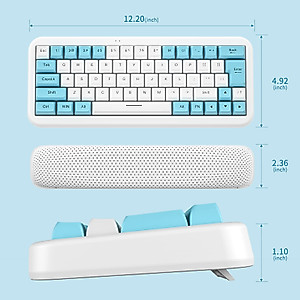 ROCHIE 60% Percent Keyboard, Wireless Gaming Keyboard, Gaming Keyboard 60 Percent, 2.4G Computer Keyboard with Wrist Rest, Compatible with Mac OS and Windows for Laptop PC (White-2)