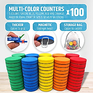 Magnetic Ten Frame Set: 8 Durable Ten-Frames + 100 Colorful Counters + 80 Math Flash Cards + 10 Dice - Addition & Subtraction - Math Manipulatives Kit for Home, Kindergarten & Elementary Teachers
